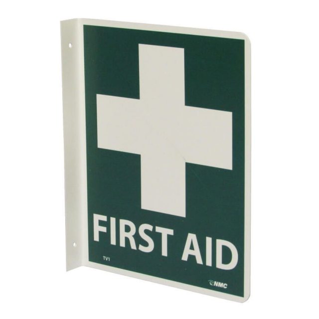 Two Sided Rigid Plastic FIRST AID Sign - 8 x 10