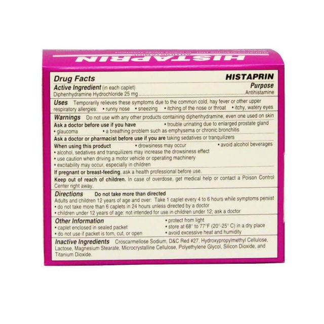 Histaprin Antihistamine Allergy Medicine | Allergy Relief Caplets ...