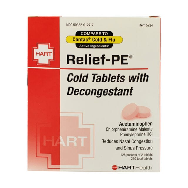 Relief - PE Cold Tablets with Decongestant • First Aid Supplies Online
