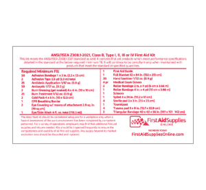 ANSI Z308.1-2021 Class B Kit Label